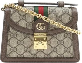 Gucci Pre-owned Ophidia GG Supreme Sac Cha&icirc;ne 2way - Femme - Pre-owned - Brun - Taille: ONE Size