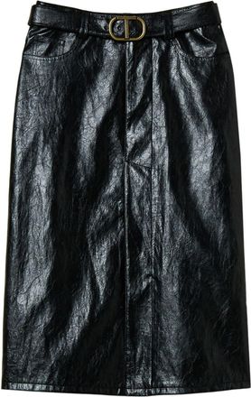 Twin-Set Midirock mit Logo-Schild - Schwarz