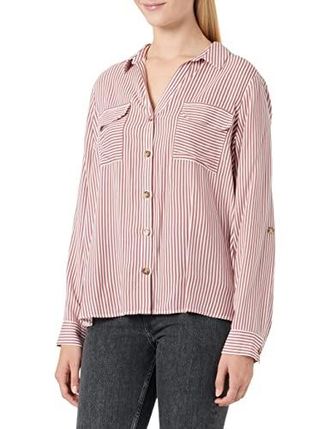 Vero Moda VMBUMPY L/S Shirt New Noos Blouse, Blanc Neige/Rayures : Rose s&egrave;che, S Femme