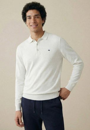 Fynch-Hatton Strickpullover aus Baumwolle, mit Polokragen und kurzer Knopfleiste