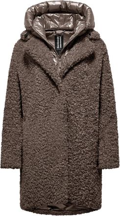 Bomboogie Femme, Manteaux, Brun, Taille: 44 FR Odessa Overcoat - Long Manteau en Fausse Fourrure Shearling