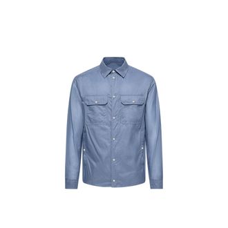 Moncler Moncler Logo Patch Long Sleeve Shirt, Men, Blue, Size: 3xl