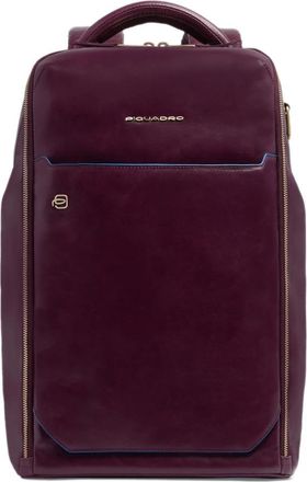 Piquadro Leder Laptop Rucksack 35-5 cm Blau Quadratisch - - Bags - Herren - Rot - ONE SIZE