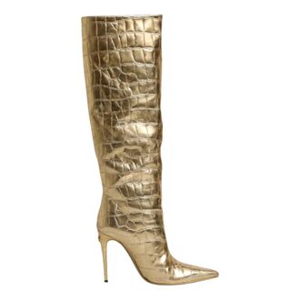 Dolce & Gabbana Goldene Leder-Stiletto-Stiefel - - Shoes - Damen - Gelb - 39 EU