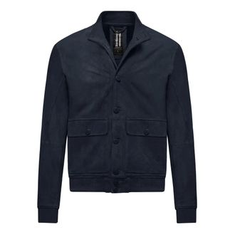 Bomboogie Homme, Vestes, Bleu, Taille: L Veste en cuir su&eacute;d&eacute;