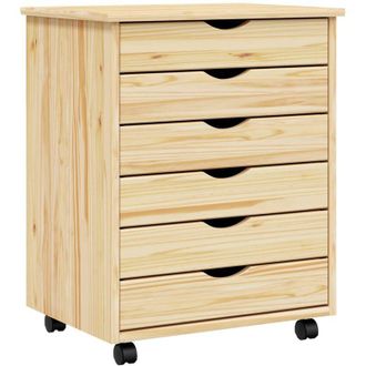 vidaXL Rollcontainer mit Schubladen MOSS Klarlack 53 x 39 x 65,5 cm vidaXL