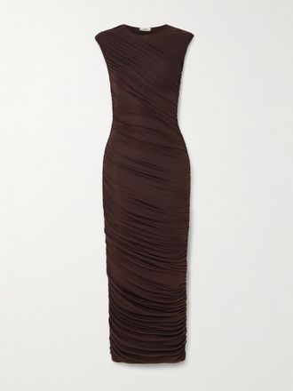 A Gold E Ester Maxikleid Aus Einer Lyocell-mischung Mit Raffungen - Burgunder