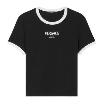 Versace Stretch Viscose-Jersey T-Shirt - - Tops - Damen - Schwarzk - S