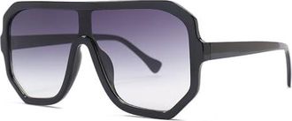 Generic Lunettes de soleil vintage surdimensionnées pour femme avec monture léopard 2025 - Verres une pièce - Coupe-vent - Protection contre le vent - UV400, 