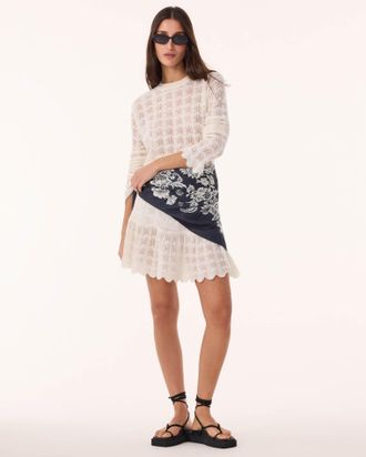 Kujten Jupe courte en cachemire ajour&eacute; - Jupe Courte Tiana