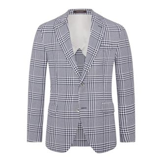 Oscar Jacobson Blauer Leinenmischung Regular Fit Blazer - - Jackets - Herren - Grau - 2XL