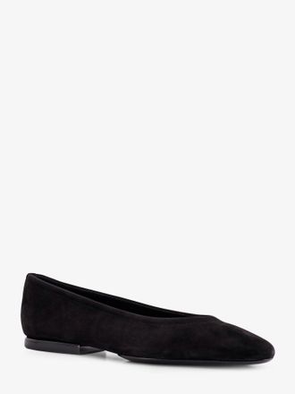 Loro Piana Womens Primula Suede Ballerinas Black Leather Ballerina Shoes