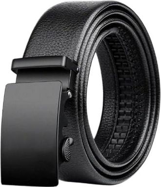 Generic Ceinture pour homme - Ceinture avec boucle coulissante automatique en cuir occidental pour femme avec boucle, Noir, taille unique