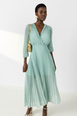 Gerard Darel Robe longue pliss&eacute;e - RAYNA - Vert deau