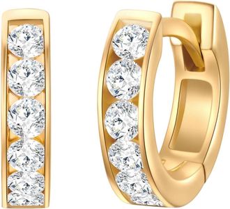 Trilani Ohrringe - Sterling Silber Creolen Zirkonia - Gr. unisize - in Gold - f&uuml;r Damen