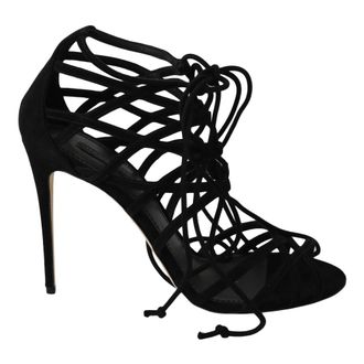 Dolce & Gabbana Elegante Schwarze Wildleder-Gladiator-Stilettos - - Shoes - Damen - Schwarzk - 36 1/2 EU