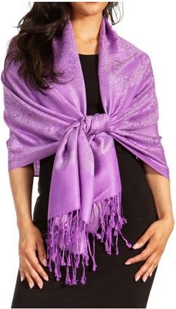 Sakkas Two Ton Vintage Jacquard Paisley Pashmina Ch&acirc;le &Eacute;charpe &Eacute;tole - Lavande Fonc&eacute;