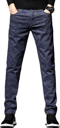 Generic Pantalon chino &agrave; carreaux coupe droite pour homme Coupe ajust&eacute;e Coupe ajust&eacute;e Pantalon d&eacute;contract&eacute; Pantalon chino skinny &agrave; carreaux, bleu/gris, 42