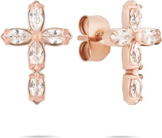 Tamaris Ohrring - Ohrstecker aus Edelstahl mit Kreuz-Motiv - IP Ros&eacute;gold - 1,4 cm - wasserfest & hautfreundlich