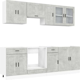 vidaXL 8-tlg. K&uuml;chenschrank-Set Kalmar Betongrau Holzwerkstoff - Vidaxl