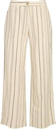 Vila Pantalon &agrave; motifs en coton et lin
