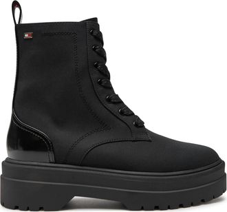 Tommy Hilfiger Schnürstiefeletten Tommy Hilfiger Flag Ventile Lace Up Boot FW0FW08287 Schwarz