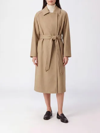 Fay Manteau long crois&eacute; en laine et cachemire avec ceinture et brandebourgs