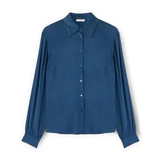 Motivi Femme, Blouses et Chemises, Bleu, Taille: 40 FR Chemise en satin