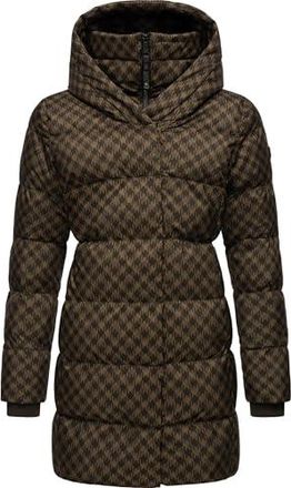 Ragwear Manteau dhiver long à capuche pour femme - Manteau matelassé chaud - Motif pied-de-poule - Imperméable et respirant - Imprimé Niara - YOUMODO XS à 3XL