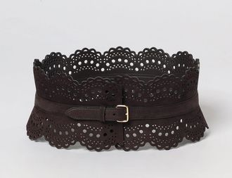 Alaia Bustier-G&uuml;rtel aus Nubukleder mit Lochmuster