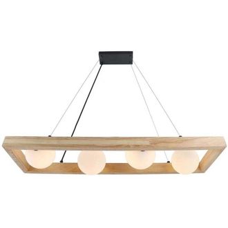 Nowa Nowa - Pendelleuchte H&auml;ngelampe Esstischleuchte Glas Kugeln Holzleuchte braun h 150 cm