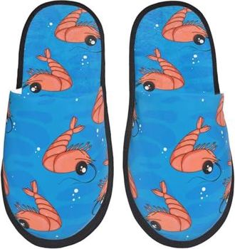 Generic Pantoufles DH&ocirc;tel Crevettes Mignonnes Dessin Anim&eacute; Bleu Lavables Pantoufles En Coton Doux Chaussons Maison Pour Homme Automne Int&eacute;rieur M