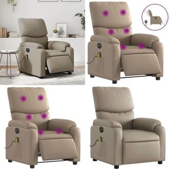 vidaXL Massagesessel Elektrisch Cappuccino-Braun Kunstleder - Massage Sessel - Elektrischer Recliner - Relaxsessel - Fernsehsessel - Lederlook - Home &