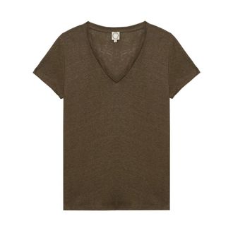 Ines De La Fressange Femme, Tops, Vert, Taille: 44 FR Apolline linen T-shirt