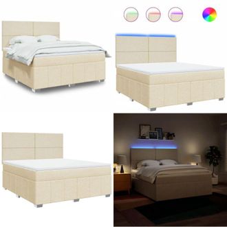 vidaXL Boxspringbett mit Matratze Creme 180x200 cm Stoff - Vidaxl