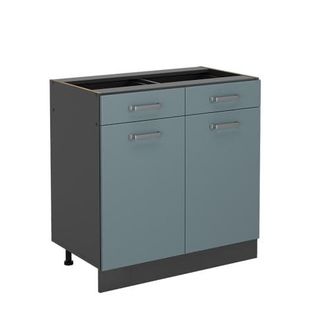 Vicco Meuble Cuisine R-Line, Bleu-Gris/Anthracite, 80 cm sans Plan de Travail