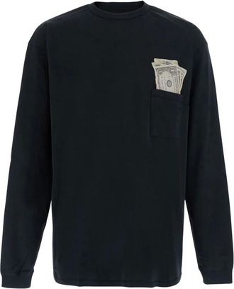 ERL Erl, Homme, Tops, Noir, Taille: L Money Longsleeve Tee Knit