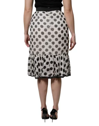 Dolce & Gabbana Polka Dot Ruffled Skirt - White