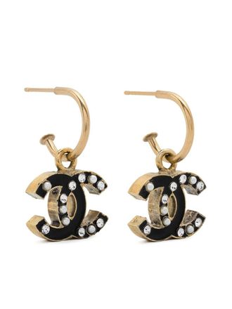 Chanel boucles doreilles pendantes à logo CC (2007) - Noir