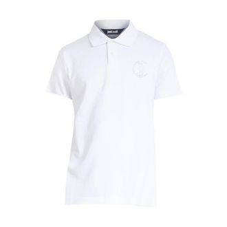 Just Cavalli Besticktes Lurex-Poloshirt - - Tops - Herren - Wei&szlig; - S
