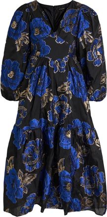 Sister Jane robe mi-longue &agrave; fleurs en jacquard - Noir