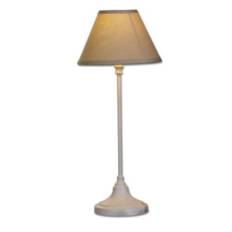 Loberon Tischlampe Swindon - Klassisches Design - Zierlicher Lampenkörper - Antik-Lasur - Tischleuchte - Nachttischlampe - Baumwolle - Eisen, beige/antikweiß
