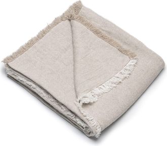 LinenMe Oatmeal Leinen Plaid Rustico Fringe, 260 x 240 cm