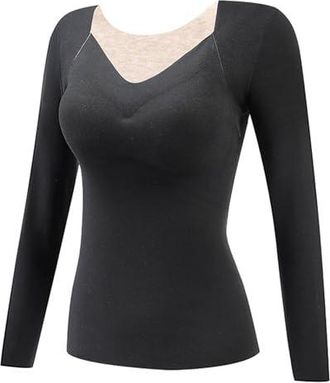 Generic sous Pull Femme Haut Thermique Femme sous Pull Thermique Femme Doux Glamour sous V&ecirc;tement Thermique Grande Taille avec Fonction Compression Et Doublur