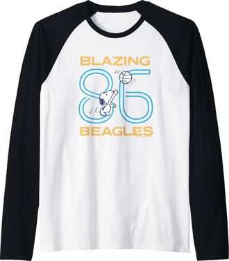 Peanuts Snoopy Basketball Blazing Beagles Team 86 Art Winner Raglan