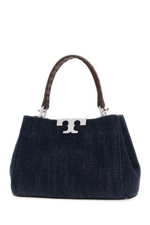 Tory Burch Womens Eleanor Top Handle Bag Navy Fabric