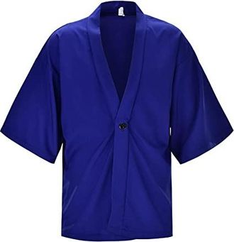 Generic Pull pour homme - Veste kimono à épaules tombantes - Ouvert sur le devant - Polaire marine, bleu, M