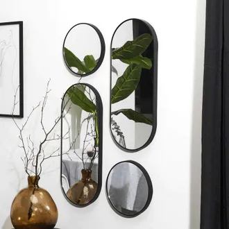 The Home Deco Factory The Home Deco Factory - Lot de 4 miroirs ronds et ovales