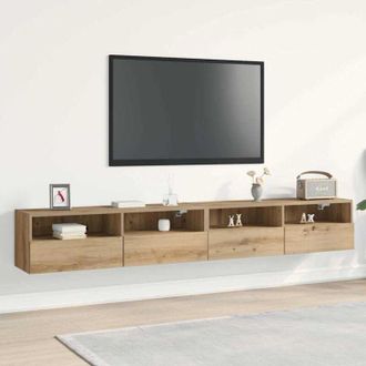 vidaXL Vidaxl - Meuble tv mural 2 pcs ch&ecirc;ne artisanal 100 x 30 x 30 cm