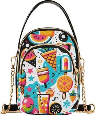 Mnsruu Sac à bandoulière pour femme - Motif crème glacée - Arc-en-ciel - Petit sac à bandoulière avec sangle réglable